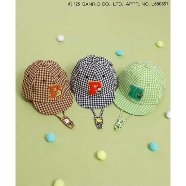 【サンリオキャラクターズ】けろけろけろっぴ・ポムポムプリン・ポチャッコのBABYアイテムが登場！サス付きおしりモチーフブルマと同じギンガムチェックのベビーキャップ。アジャスターにはそれぞれ大切なお友だちが！！☆ウェアと合わせて被るとかわいさ...