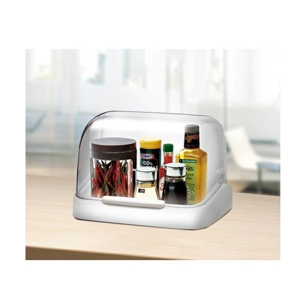 虫やホコリをシャットアウトし、清潔に保てるので哺乳瓶など赤ちゃんの衛生用品や調味料などの収納に最適＜サイズ＞（約）幅22.8×奥行23.6×高さ17.9cm＜材質＞本体・フード＝ポリスチレン止め具内・止め具外=ポリプロピレン取っ手・スベリ止...