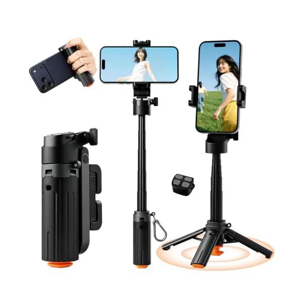 ?【ワンタッチ自動展開・0.3秒展開】2026年新発売された多機能スマホ四脚です。 Zimaka 自撮り棒 三脚は従来の三脚のように脚を一本ずつ広げる必要はございません。地面に置くだけで4本脚が瞬時に展開し、撮影開始までわずか0.3秒でござ...