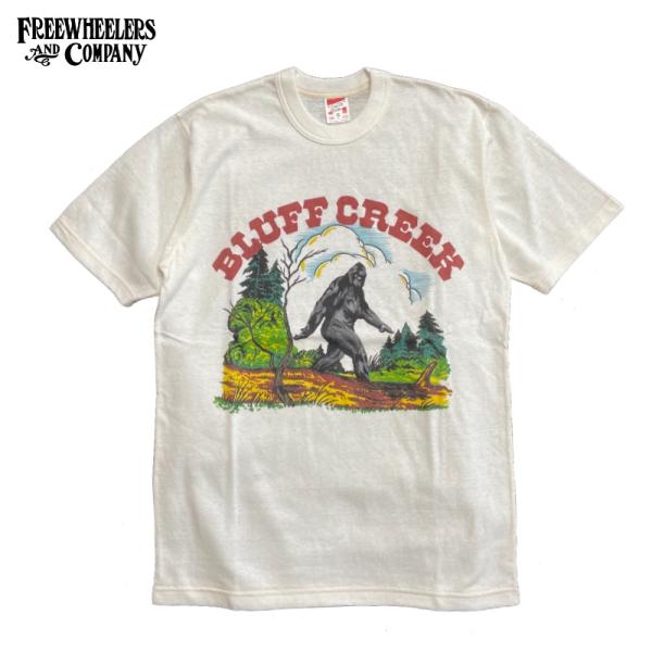フリーホイーラーズ「POWER WEAR」レーベルより、Unidentfied SERIESの BLUFF CREEK "BIGFOOT"です。アメリカの未確認生物「ビッグフット」がカラフルにデザインされた一枚。最新のインクジェットプリント...