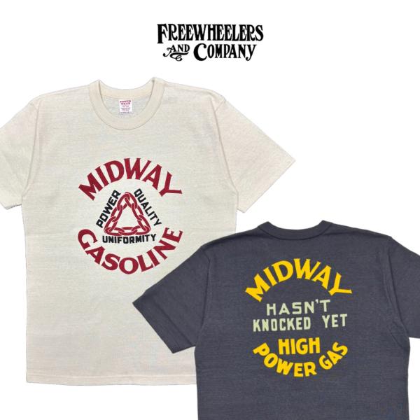 FREEWHEELERSが展開する「POWER WEAR」レーベルより”MIDWAY GASOLINE”のリリース。「STRAW CEWAM」が染み込みプリント、「FADE NAVY」には割れラバープリントが施されています。アメカジのオーソ...