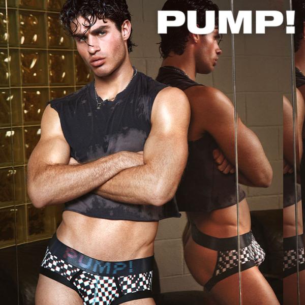 ◆ PUMP! パンプ GLITCH BACKLESS TRUNK ジョックストラップ【特徴・仕様】・PUMP!ロゴのカラーグラデーション45mm幅ウエストバンド・歪んだ白黒のチェック柄をミックスした、視線を引きつけるダイナミックなデザイン...