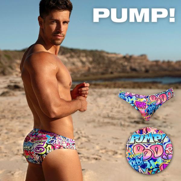 ◆PUMP パンプ メンズ スイムウェア メンズビキニ 男性水着◆ウエスト平置cm：S-34,M-36,L-38ウエスト紐：なしウエストゴム：あり(※ウエスト全体に入りウエスト平置きより120%程度の伸縮幅があり。)フロント/裏地：本体全体...