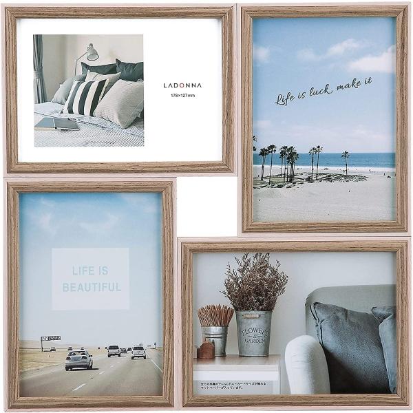 「2Lサイズ」の写真を際立たせる、4窓タイプの大型フレーム。それぞれの窓の下にはマットペーパー（窓あき台紙）が1枚ずつセットされているので、一回り小さい「ポストカードサイズ」の写真も簡単に見栄えよく飾ることができます。安全面を考慮し、ガラス...