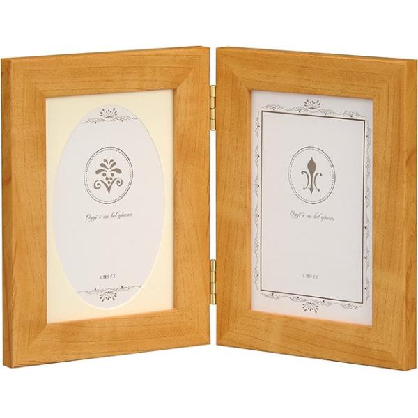 落ち着いた雰囲気が魅力のL判用木目調フレーム。■外寸：243×158mm（2面）■内寸：89×127mm（1面）■窓寸：79×117mm■重量： 300g■パッケージ：ヘッダー付ＯＰＰ袋本体：樹脂製　面材：ガラス壁掛用金具付【フォトフレーム...