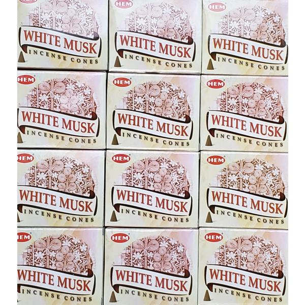 ・ホワイトムスク香12箱セット・1箱：約10個入り　・燃焼時間：約15分　　・箱サイズ：約7.3cmx6cmx2cm　・お香のサイズ：約3cm※手作りの為個数が前後することがあります。爆買