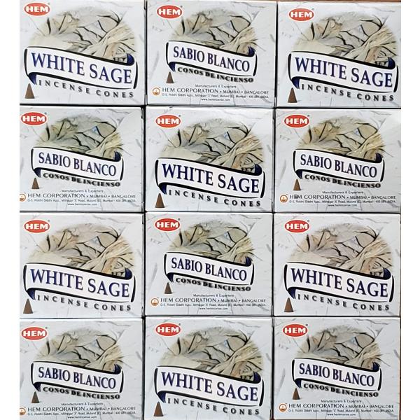・ホワイトセージ香12箱セット 　清涼感とやや甘みのある爽やかな香り・1箱：約10個入り　・燃焼時間：約15分　　・箱サイズ：約7.3cmx6cmx2cm　・お香のサイズ：約3cm※手作りの為個数が前後することがあります。爆買