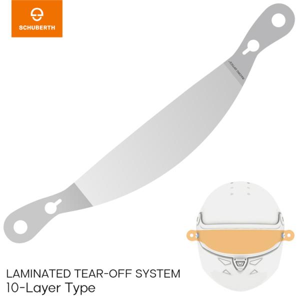 LAMINATED TEAR-OFF SYSTEM for SCHUBERTH VISOR OPTION PART構　成：10枚組 / 1セット毎内容数：1セット厚　み：2mil(ミル) / 1シートあたり　※1ミル＝1/1000インチ＝0...