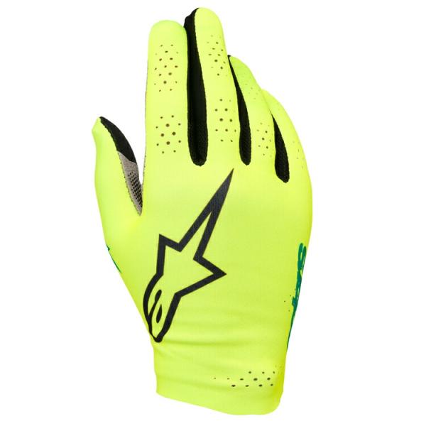 メーカ：alpinestars アルパインスターズモデル名：SIM GLOVES GRAPHIC 1型　番：3550826カラー：セーフティー イエロー×ブラック×ターコイズ(545) SAFETY YELLOW BLACK TURQUOI...