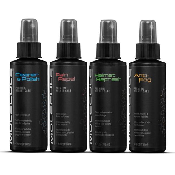MOLECULE Helmet Care Kitヘルメットケアキットは、ヘルメットをケアするために必要な用品4点セットです。・MOLECULE クリーナー＆ポリッシュ（洗浄＆つや出し）・MOLECULE レインレペル（防滴剤）・MOLECU...
