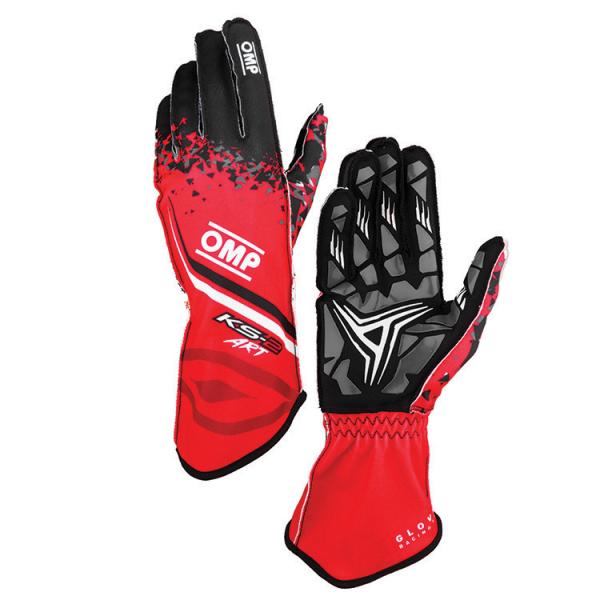 OMP RACING KART GLOVE KS2 ART MY2025・伸縮性のある軽量ポリエステル生地で、品質と耐久性が向上・グリップ力を高めるシリコンラバーパーム・フィット感を向上させる手首のゴムバンド・外縫い仕様・新しいグラフィック...