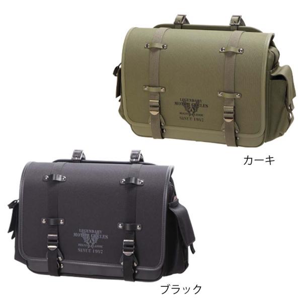 日帰りツーリングにちょうど良いサイズ。・品番：NB-132・カラー：カーキ、ブラック・素材：PVC（合成皮革）・サイズ：縦30×横45×厚み12(cm)・容量：12L・付属：・レインカバー×1・車体取り付けベルト×2・バッグガード・本体価格...