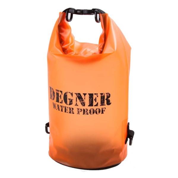 中身が見えてしっかり防水。・品番：NB-168・サイズ：H32cm×20cm・カラー：クリアオレンジ・容量：10L・素材：PVC・付属品：ショルダーベルト×1・本体価格：2,700円(税別)＋消費税　の商品です。※本品は構造上完全防水ではご...