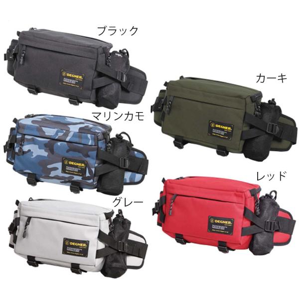 体の手前側から開くフラップで出し入れ簡単。荷物が落ちにくく、他人から見えにくい構造。見た目以上の収納力。4ヶ所のポケットに加え、収納式のペットボトルホルダーを装備。・品番：NB-179・カラー：ブラック,カーキ,マリンカモ,レッド,グレー・...