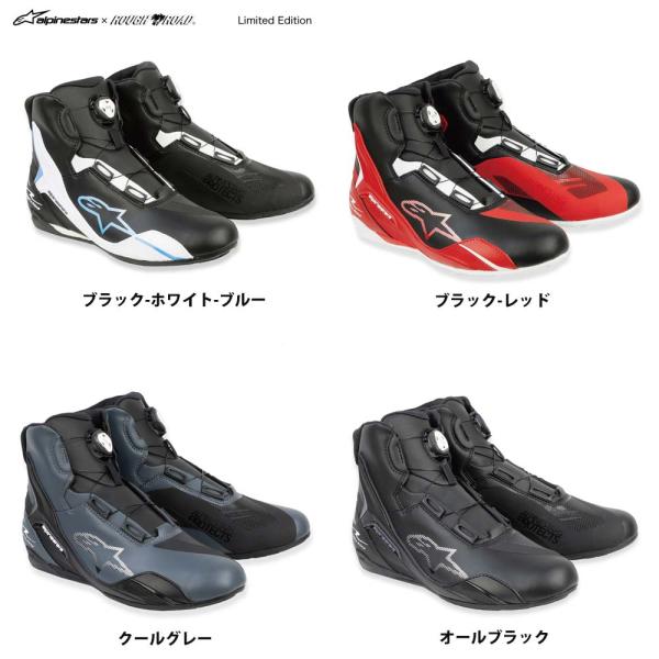 ・メーカー名：ラフアンドロード (ROUGH&amp;ROAD)・品番：R2510426・品名：Alpinestars×ROUGH&amp;ROAD FASTER-4 BOAシューズ Asia・カラー：オールブラック、ブラック-レッド、ブラ...