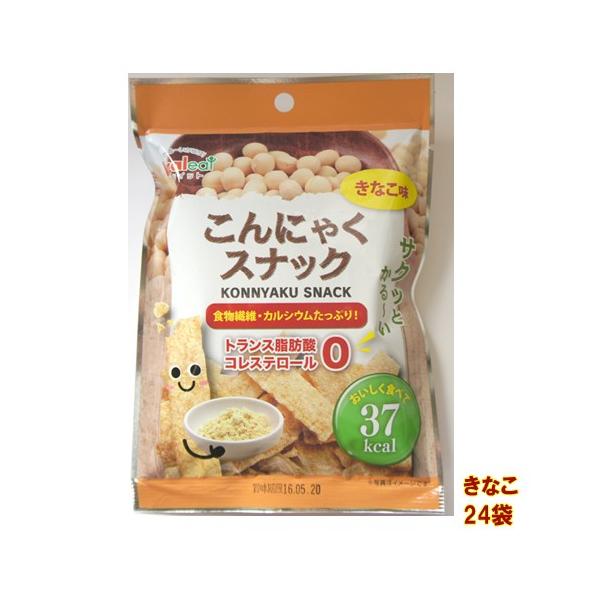 こんにゃくせんべいでも甘めのきな粉味のせんべい。大人気のこんにゃくスナック単品でも食べたい！と２４袋を発売！大豆はイソフラボン効果で美肌に甘い大豆味が口いっぱいに広がります油で揚げた後、遠心分離機で余分な脂を除去サックサクの食感。小腹がすい...