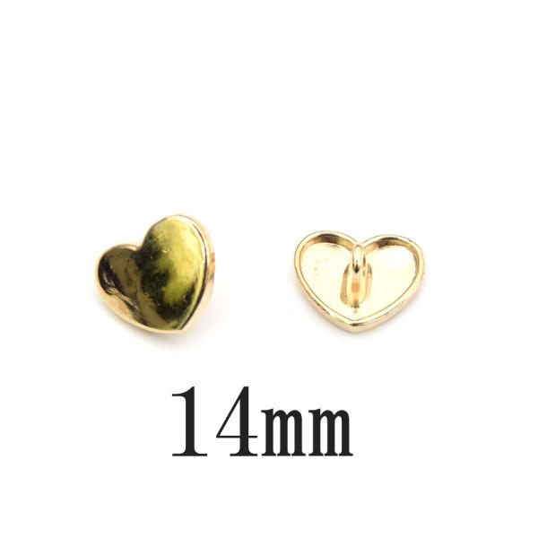 BT-870【メタルボタン】【合金製】【14mm】ハートモチーフの金ボタン　ゴールド　トランプ【1個】※価格は1個の価格です。素材：合金製サイズ：横約14ミリ　縦約12ミリ※商品写真はできる限り実際の色に近づけるよう加工しておりますが、お客...
