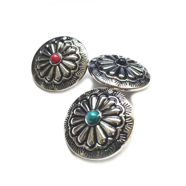 【合金製】【30mm】3色展開コンチョデザインのボタン※価格は1個の価格です。素材：合金製サイズ：直径約３0ミリ※商品写真はできる限り実際の色に近づけるよう加工しておりますが、お客様のご使用のモニターにより実際の商品の色と異なって見える場合...