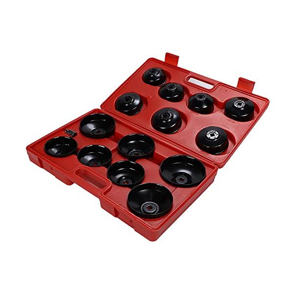 「商品情報」「主な仕様」商品名：オイルフィルターレンチ カップ型 エレメント 交換 整備 自動車 工具 14点セット【商品仕様】ケースサイズ（約）：26cm×42cm×8.5cm65mm〜100mmまでのサイズを14点セットにした商品となり...