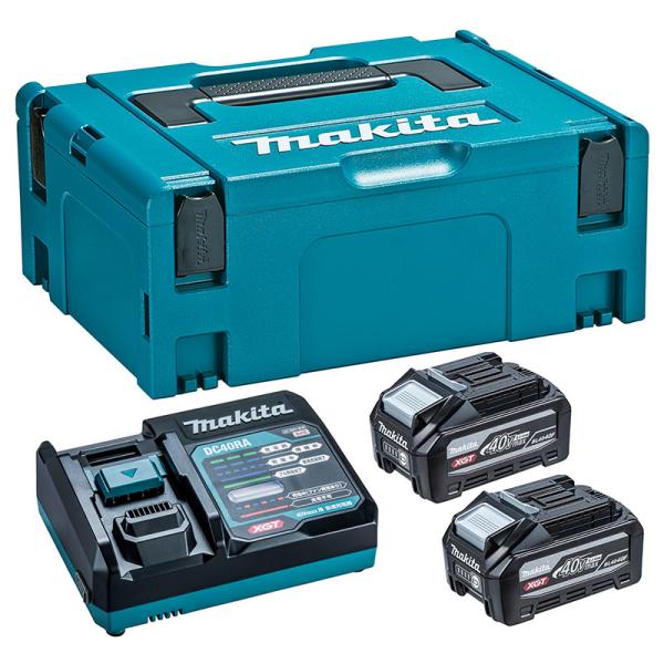 バッテリーと充電器の保管や移動に便利なプラスチックケース入りのセット品です。バッテリBL4040F　X　2本・1口充電器DC40RA・マックパックタイプ2のセット