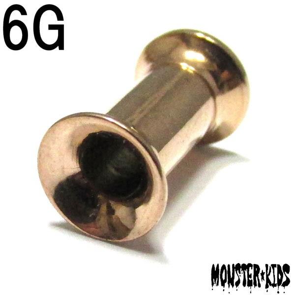 ピンクゴールドカラーのダブルフレアアイレットです。　装着時にホールを傷つけにくいインターナルスレッドになります。ボディピアスの醍醐味でもある【拡張】したホールの大きさを見せるアイテム。ゲージは8G、6G、4G、2G、0G、00Gまでご用意し...