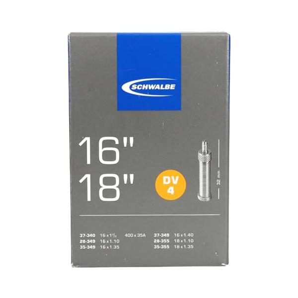 SCHWALBE(シュワルベ) 【正規品】16×1.35、16×11/4、18×1.25用チューブ 英式 40mmバルブ 4DV