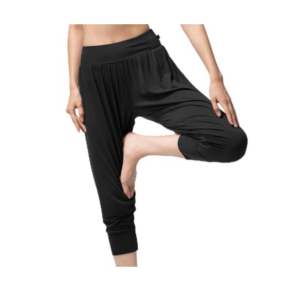 ■カラー：ブラック■サイズ：LL■ポリエステル、レーヨン、ポリウレタン■サルエルパンツ、レーヨンベア天竺生地、ピスネーム付ヨガ、ダンス、ストレッチ、リラックスタイムなどにおすすめ。