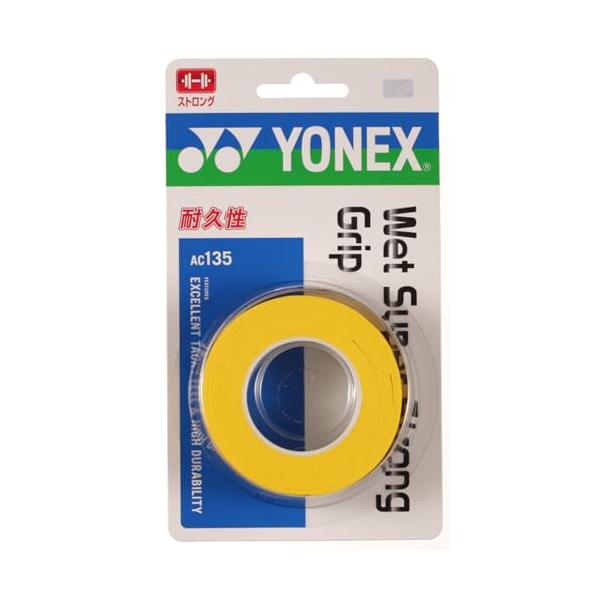 ヨネックス(YONEX) テニス バドミントン グリップテープ ウェットスーパーストロンググリップ (3本入り) AC135 イエロー