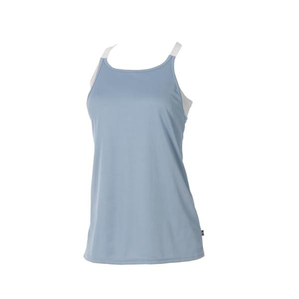 ■カラー： ブルーグレー×ホワイトグレー■サイズ：M■身生地/ポリエステル100％、ブラ部分/ポリエステル・ポリウレタンこれ1枚でレイヤードスタイルが完成、着替えも楽ちん！胸元の開きを浅くすることで、下向きのポージングも安心。