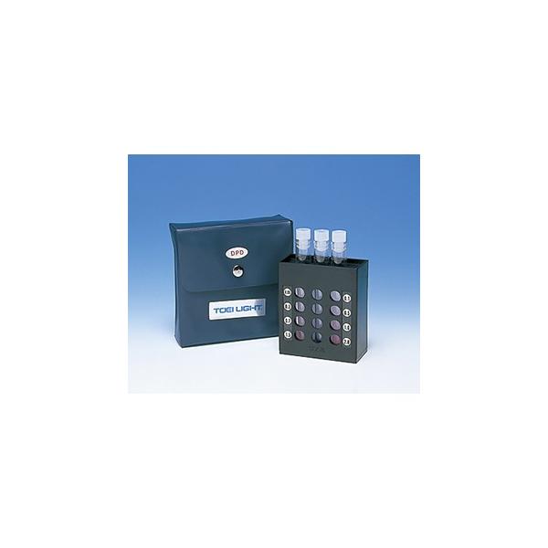 B-3760　DPD法簡易型残留塩素計●残留塩素測定(錠剤タイプ)●測定範囲:0.05、0.1、0.3、0.5、0.7、1.0、1.5、2.0mg/リットル●DPD錠剤50ヶ(50回分)、本体1ヶ、測定用フタ付試験管3本、収納ケース付(幅1...