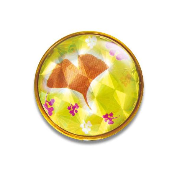 ■カラー：イエロー■直径/約2.2CM、厚さ/約3MM■スチール■マグネット式マーカーホルダーに装着可能キラキラフィルムが輝く！和風の雅マーカー。晴れた日に輝くホログラム加工。季節によって使い分けても◎。