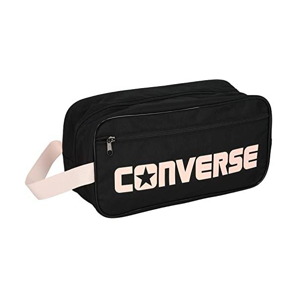 ■カラー：ブラック/パステルピンク■素材：ポリエステル■サイズ：Ｗ３４×Ｈ１７×Ｄ１４ｃｍ従来品に比べ小ぶりのＭサイズ。スポーツシューズを入れるのに重宝します。コンバースのロゴがきいています