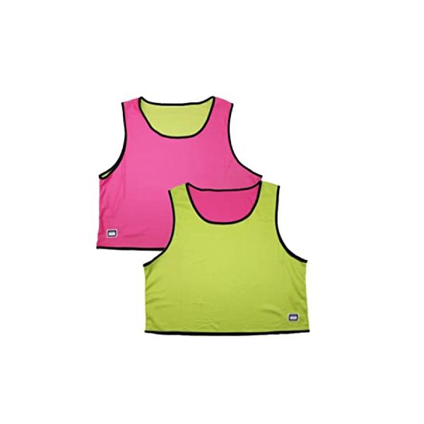 ■カラー：024 [ライム/ピンク]■サイズ：ジュニアフリー■素材：ポリエステル100%■機能：吸汗速乾、リバーシブル1枚生地で、裏表色が違う(両面昇華)軽量型リバーシブルビブス。首回り・袖口をしっかりと補強し強度UP。番号や名前を書き込め...