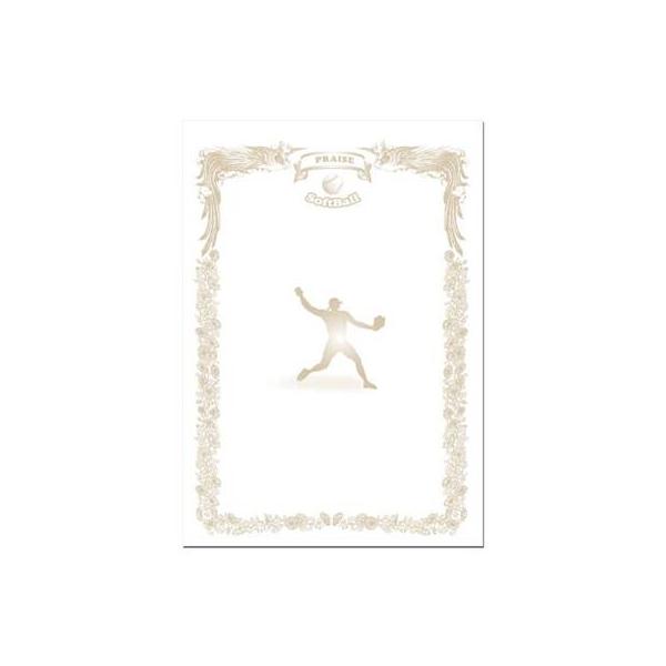 スポーツ賞状用紙。Ａ4サイズよこがき10枚入りお手もとのパソコンで簡単に作成(ＯＡ対応)。・競技：ソフトボール・内容：Ａ4サイズ賞状用紙10枚＋テストプリント用紙1枚入り(テストプリント用紙の裏面に参考文例があります)