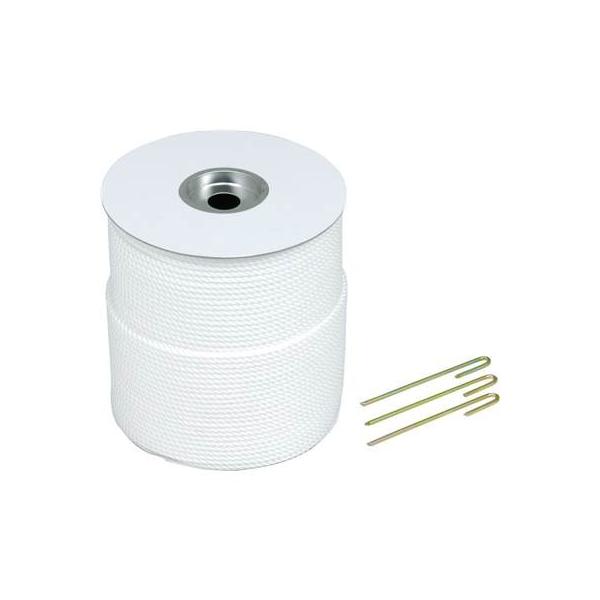 G-1584　グランドロープ6×300(5)●6mm×300m●ポリエチレン●白●杭:G-1587付(100本)6mm・白・杭セット