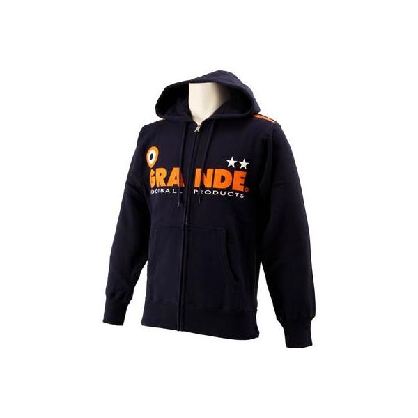 GFP10024　PROTO TYPE SWEAT ZIPPARKAカラー：8745 [ NVY/ORG ]サイズ：Sフットサル　スウエットパーカーGRANDEブランドの定番商品。スタート当初から根強い人気。背中にはサッカーのエースナンバー...