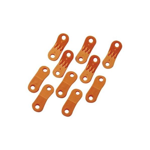 M8735　プラスチックジザイ 10SET品目名：アウトドア　グッズ●メーカー品番：Ｍ−８７３５●サイズ：（約）４０×１５ｍｍ、径５．２ｍｍ●材質：ポリプロピレン●別売のテントロープ（品番：Ｍ−８７３１、Ｍ−８７３０）に使用可能。