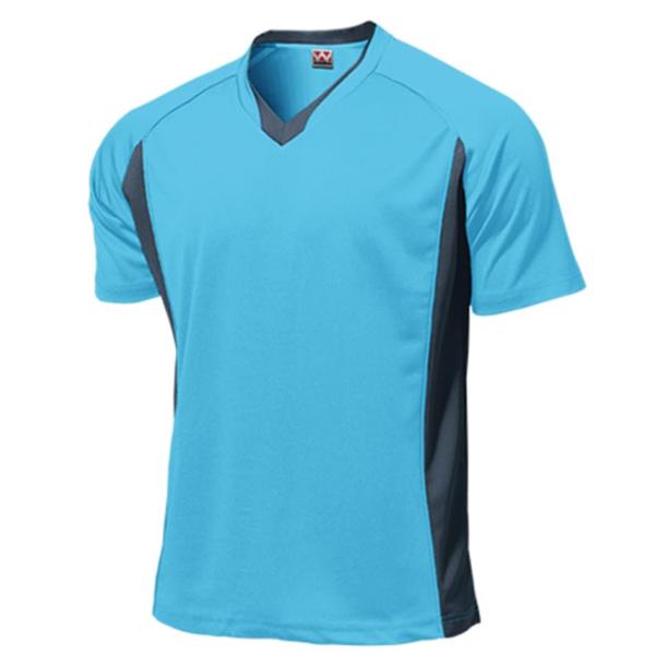 ■カラー：0004 [サックス]■サイズ：XL■ポリエステル100%・135G/M2(3.9OZ)■吸汗速乾■えり・サイドカラー:ダークグレーシンプルでスポーティな切替デザインTシャツ。ラグラン袖、切替デザインBODY、2重衿、後身頃の裾を...