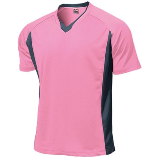 ■カラー：0012 [ ピンク ]■サイズ：S■ポリエステル100%・135G/M2(3.9OZ)■吸汗速乾■えり・サイドカラー:ダークグレーシンプルでスポーティな切替デザインTシャツ。ラグラン袖、切替デザインBODY、2重衿、後身頃の裾を...