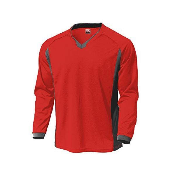 wundou(ウンドウ) 【旧フロリダウインド】ベーシック ロングスリーブ サッカー シャツ  P1930-11 レッド 150・ポリエステル100%