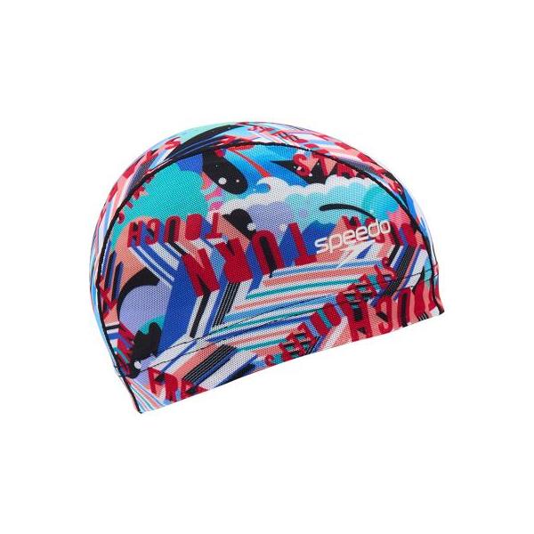 ■カラー：レッド■サイズ：L■ポリエステルメッシュ(ポリエステル85%、ポリウレタン15%)しっかりとした生地感の定番のメッシュキャップ。様々なカラーでストライプ状に浮かび上がる文字「START」「TURN」「KICK」など、水泳に関連する...