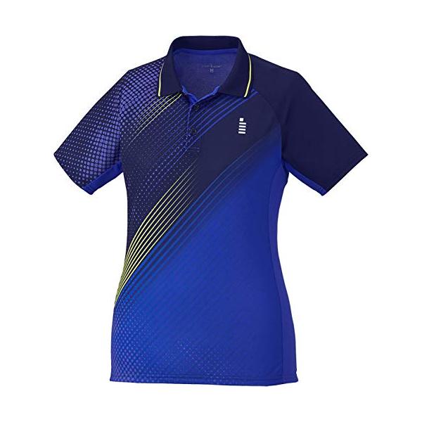 ■カラー：17ネイビー■サイズ：S■素材：ポリエステル１００％■機能：超速乾、軽量、肌ドライ、冷え感軽減ダイアゴナルストライプと水玉模様が組み合わさった、独創的なデザインの一着。日本バトミントン協会査定合格品、日本ソフトテニス連盟査定合格品...