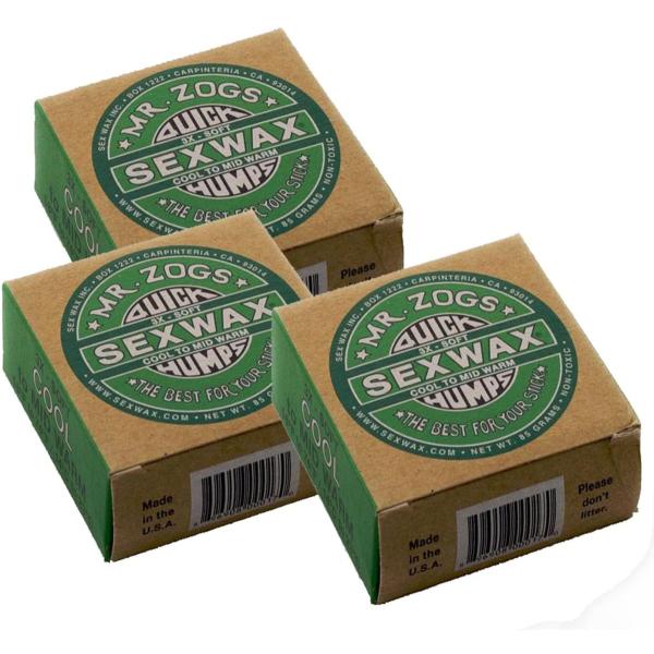 セックスワックス(SEXWAX) ワックス サーフィン 用 クイックハンプス 3X グリーン ラベル 3個セット