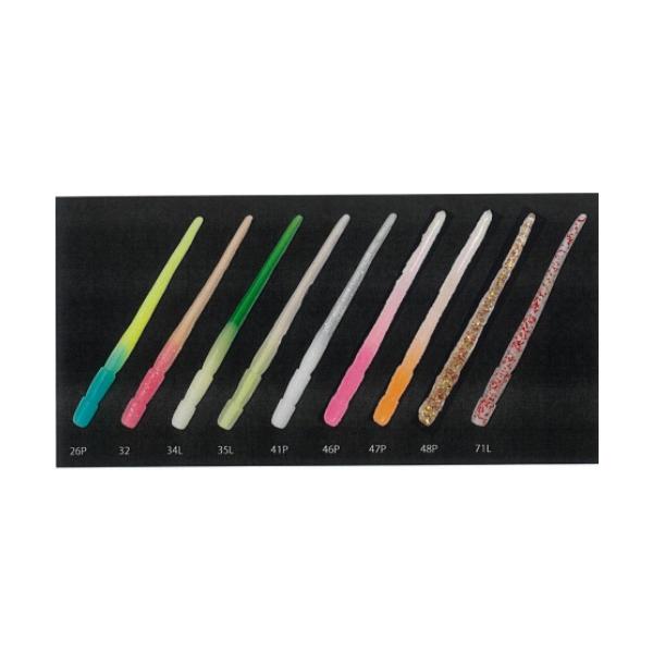 ■カラー：48P KLアラレ■サイズ：2.8インチ■8本入り細身のボディがアジに強くアピール。アジの弱いバイトでも簡単に口の中に吸い込める柔らかマテリアルを採用。アジに違和感を与えません。ベイトの大きさに合わせてカットしやすいカッティングポ...