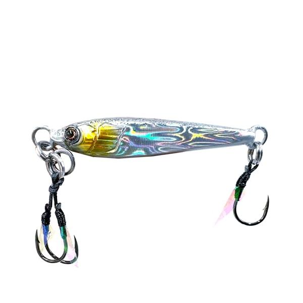 ■サイズ：80g■カラー：#01 プラチナムシルバーグロー■前後ポラジックフィルムフック付き究極の素材フルタングステン。SLJ / 鯛ジグ / マイクロジギングの大本命。