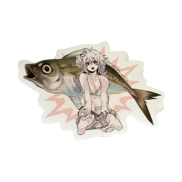 ■入数:1枚■デザイン: 【 アジ 】■サイズ：約ハガキ大■耐水・耐候・強粘着仕様ステッカー【@honne_69】さんが描く独創的かつ魅力的なキャラクターと魚たちとの今までにない世界観を描いた、ジェイライクプロダクトコラボの耐水ステッカー(...