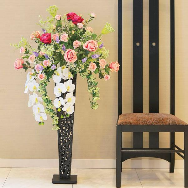 アートフラワー 造花 インテリア 光触媒 高級 お祝いにも　レシオクイーンスタンド1.2m■商品サイズ：幅76cm 奥行45cm 高さ120cm、スチール製スタンド付■お部屋のアクセントや空間に彩りを添え、空気をキレイにするはたらきで、快適...