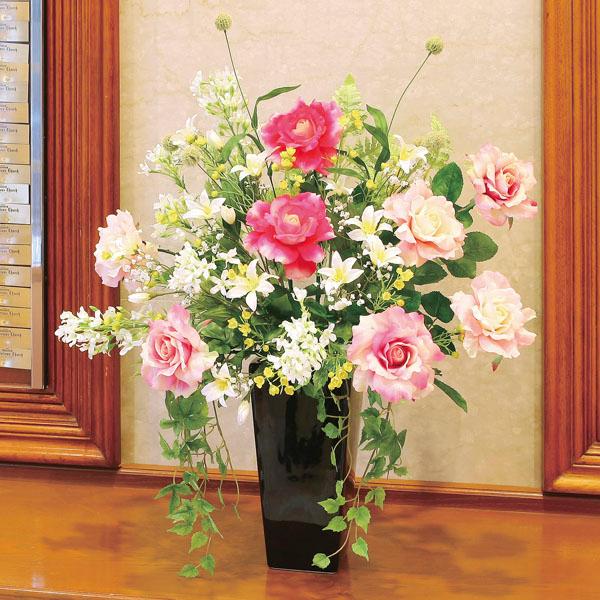 アートフラワー 造花 インテリア 光触媒 高級 お祝いにも　リリアル■商品サイズ：幅65cm 奥行42cm 高さ77cm、花器：陶器製■お部屋のアクセントや空間に彩りを添え、空気をキレイにするはたらきで、快適さとやすらぎの空間造りをお手伝い...