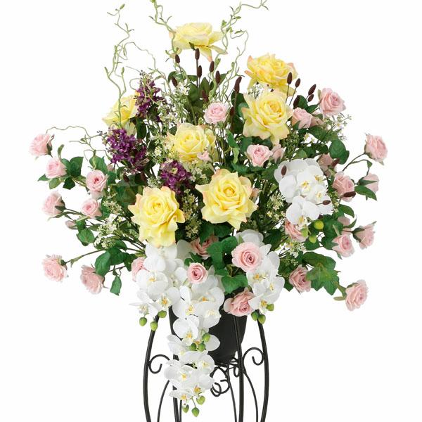 アートフラワー 造花 インテリア 光触媒 造花 高級 お祝いにも　サンライズローズ1.65m（スチール製スタンド付）■商品サイズ：幅80cm 奥行60cm 高さ165cm（スチール製スタンド含む）■お部屋のアクセントや空間に彩りを添え、空気...