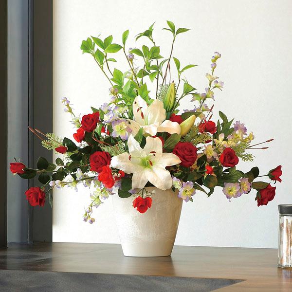 アートフラワー 造花 光触媒 高級 インテリア 光の楽園　フラッシュレッド■商品サイズ：幅65cm 奥行40cm 高さ62cm■お部屋のアクセントや空間に彩りを添え、空気をキレイにするはたらきで、快適さとやすらぎの空間造りをお手伝い！　■各...